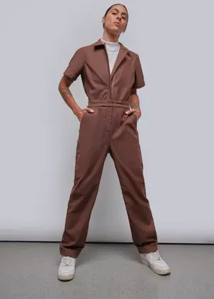 WILDFANG The Essential High Waisted Coverall - Mocha