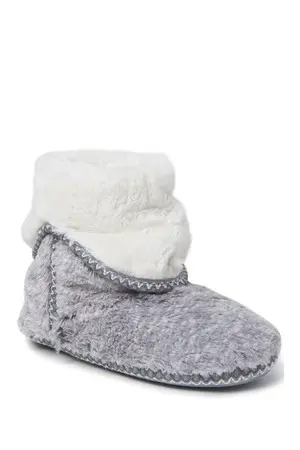 DEARFOAMS Faux Fur Fold Down Bootie Slippers - Grey Frost