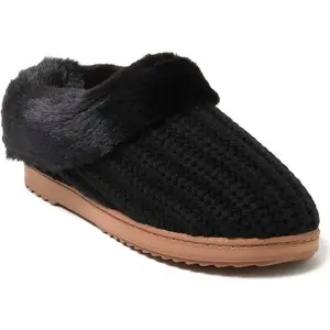 DEARFOAMS Hannah Festive Knit Clog Slippers - Black Solid