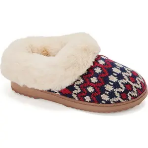 DEARFOAMS Hannah Festive Knit Clog Slipper - Red Combo
