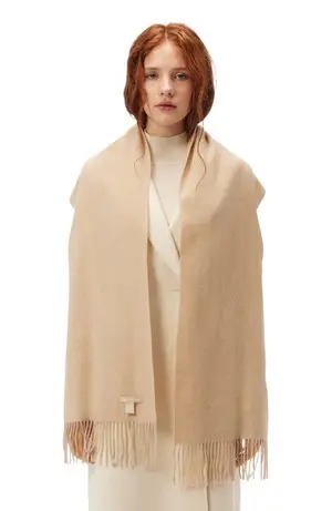 GOBI MONGOLIAN CASHMERE Cashmere Fringed Scarf - Beige