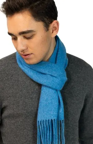 Gobi Cashmere Cashmere Fringed Scarf Blue