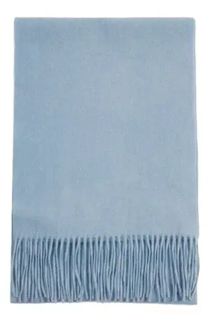 GOBI MONGOLIAN CASHMERE Cashmere Fringed Scarf Light Blue