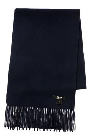 Gobi Cashmere Cashmere Fringed Scarf - Navy