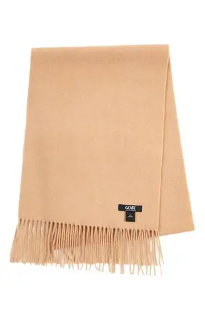 GOBI MONGOLIAN CASHMERE Cashmere Fringed Scarf - Toasted Almond