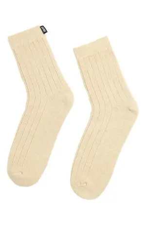 Gobi Cashmere GOBI Mongolian Cashmere Trim Knit Bed Socks Beige