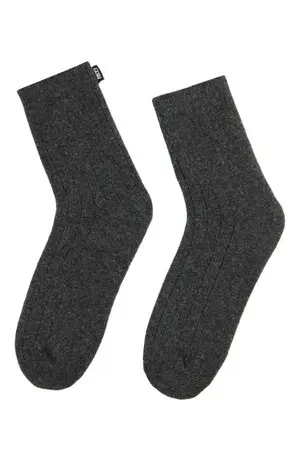 Gobi Cashmere GOBI Mongolian Cashmere Trim Knit Bed Socks Charcoal