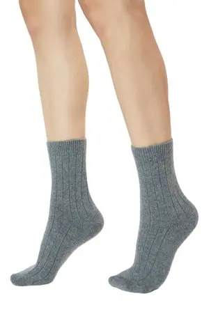 Gobi Cashmere Gobi Mongolian Cashmere Trim Knit Bed Socks - Dim Gray