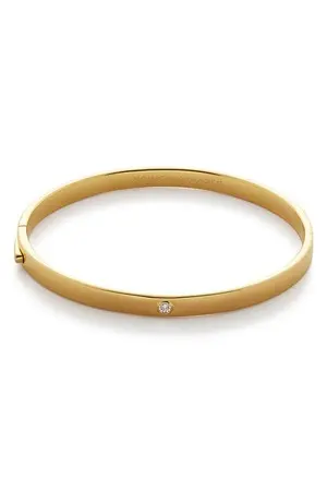 Monica Vinader Essential Lab Grown Diamond Solitaire Hinged Bangle Bracelet - 18k Gold Vermeil