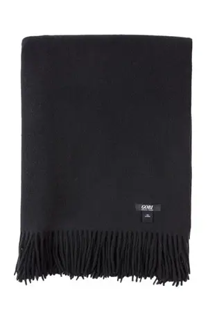 GOBI MONGOLIAN CASHMERE Large Blanket With Fringe - Black