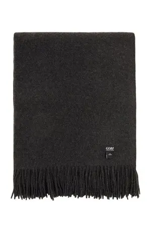Gobi Cashmere Large Blanket With Fringe - Charcoal