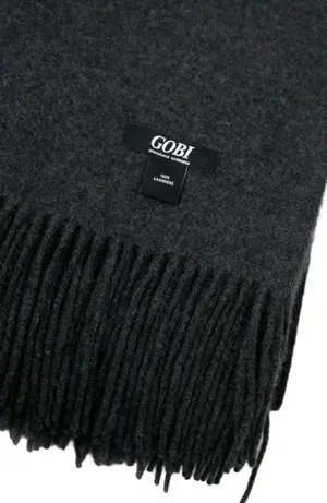 Gobi Cashmere Large Blanket With Fringe - Charcoal
