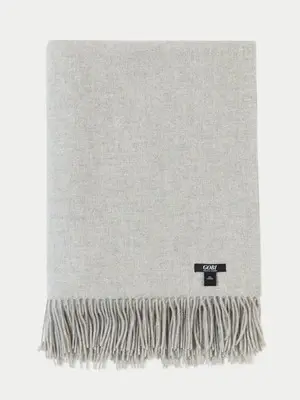 GOBI MONGOLIAN CASHMERE Large Blanket With Fringe Dawn Blue