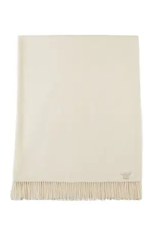 GOBI MONGOLIAN CASHMERE Large Blanket With Fringe - Off White