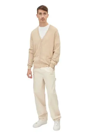 Gobi Cashmere V-neck Button Cashmere Cardigan - Beige