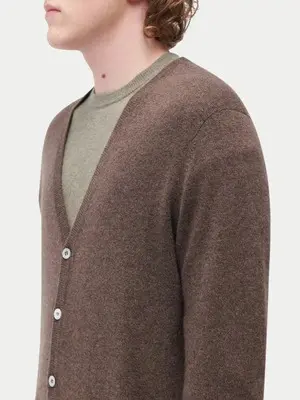 Gobi Cashmere V-neck Button Cashmere Cardigan - Cocoa