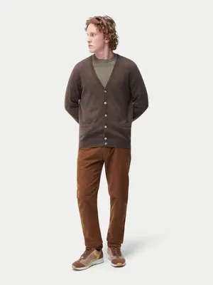 Gobi Cashmere V-neck Button Cashmere Cardigan - Cocoa