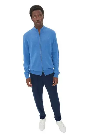 Gobi Cashmere Essential Full-Zip Cashmere Cardigan Blue