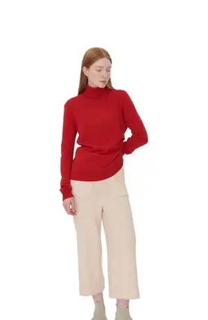 Gobi Cashmere Turtleneck Sweater - Red