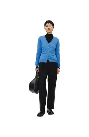 Gobi Cashmere Essential Cashmere V-neck Cardigan - Blue