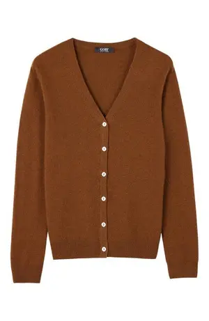 Gobi Cashmere Essential V-neck Cardigan - Chipmunk
