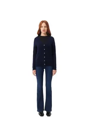 Gobi Cashmere Essential Cashmere V-neck Cardigan - Navy