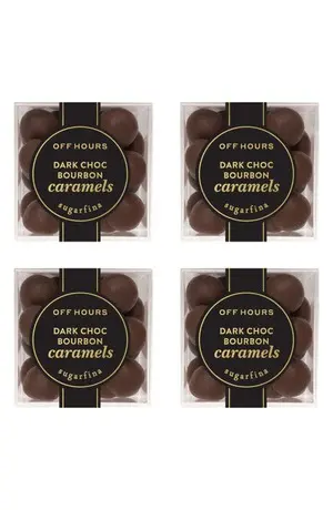 SUGARFINA Dark Chocolate Bourbon Caramels Set Of 4 Candy Cubes - Blue