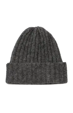 HYER GOODS HYER GOODS Upcycled Alpaca Wool Ribbed Beanie Charcoal