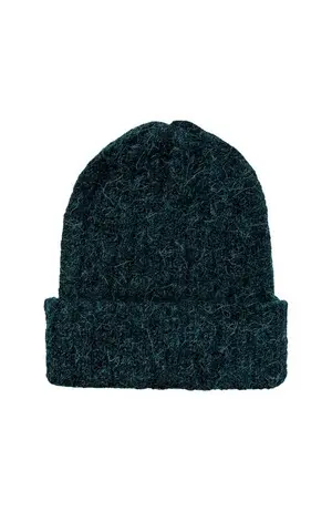 HYER GOODS Upcycled Alpaca Wool Ribbed Beanie - Emerald
