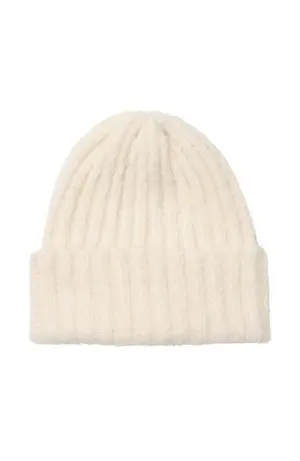 HYER GOODS HYER GOODS Upcycled Alpaca Wool Ribbed Beanie Off-white