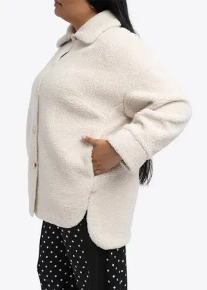 SEE ROSE GO Teddy Bear Shirt Jacket Plu Size