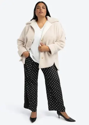 SEE ROSE GO Teddy Bear Shirt Jacket Plu Size