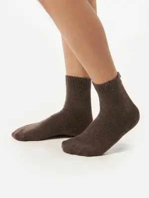 Gobi Cashmere Gobi Cashmere Jersey Knit Bed Socks Cocoa