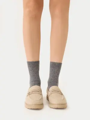 Gobi Cashmere Jersey Knit Bed Socks - Dim Gray