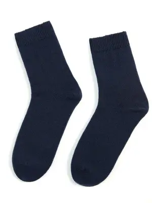 Gobi Cashmere Gobi Cashmere Jersey Knit Bed Socks Navy