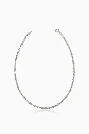 ORADINA 14k Gold Spirah Anklet - White Gold