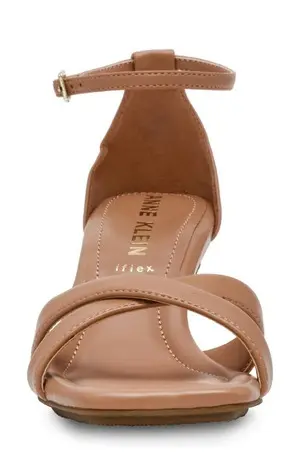 Anne Klein Joss Ankle Strap Kitten Heel Sandals - Tan
