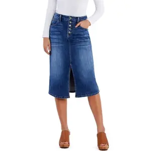 WASH LAB DENIM Rory Front Slit Denim Skirt