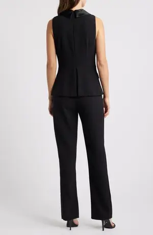 Eliza J Sleeveless Peplum Waistcoat Jumpsuit - Black