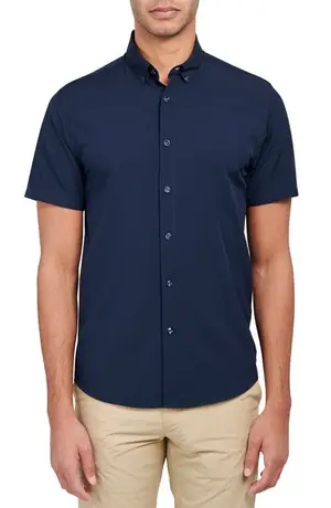 BROOKLYN BRIGADE Slim Fit 4-Way Stretch Performance Shirt Navy