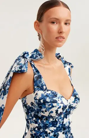 MILLA Fitted Bodice A-line Mini Dress - Blue-double