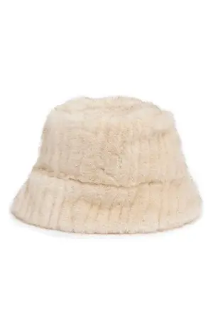 La Fiorentina La Fiorentina Faux Fur Bucket Hat Beige