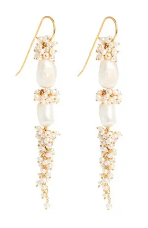 FREYA ROSE Baroque Pearl Drop Earrings - Gold