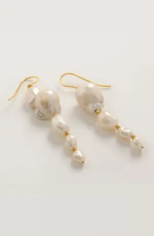 FREYA ROSE Baroque Pearl Drop Earrings - Gold