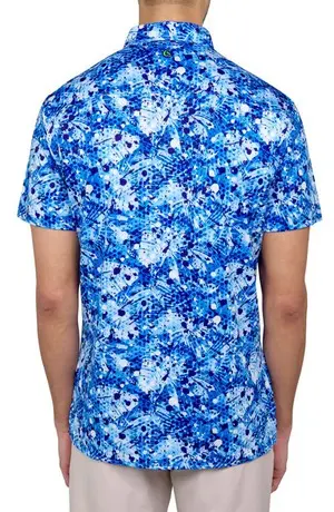 CON.STRUCT Regular Fit Palm Splatter Print Recycled Performance Golf Button-down Shirt - Multi