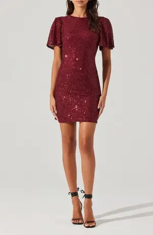 green emerald velvet dress Alex Evenings Long Sleeveless Ombre Glitter Mesh Dress with Cowl Neckline and Cascade Detail Skirt Wine Multi / 18 main image 0