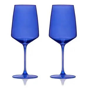 VISKI Reserve Nouveau Crystal Wine Glasses Set Of 2 - Blue