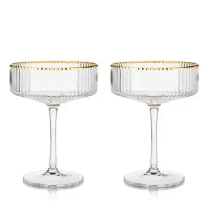 VISKI Meridian Crystal Coupe Glasses Set Of 2 - Clear
