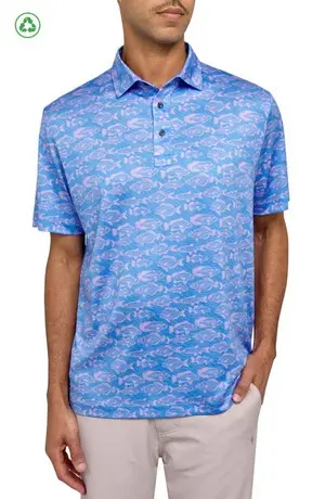CON.STRUCT Regular Fit Regular Fit Fish Print Recycled Performance Golf Polo - Pink