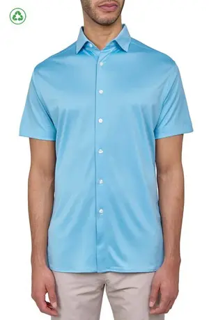 CON.STRUCT Solid Performance Button-down Shirt - Lt Blue